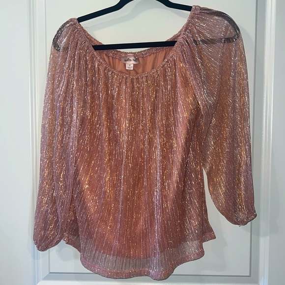 willow & root | Tops | Willowroot Shimmering Rose Blouse With Gold ...